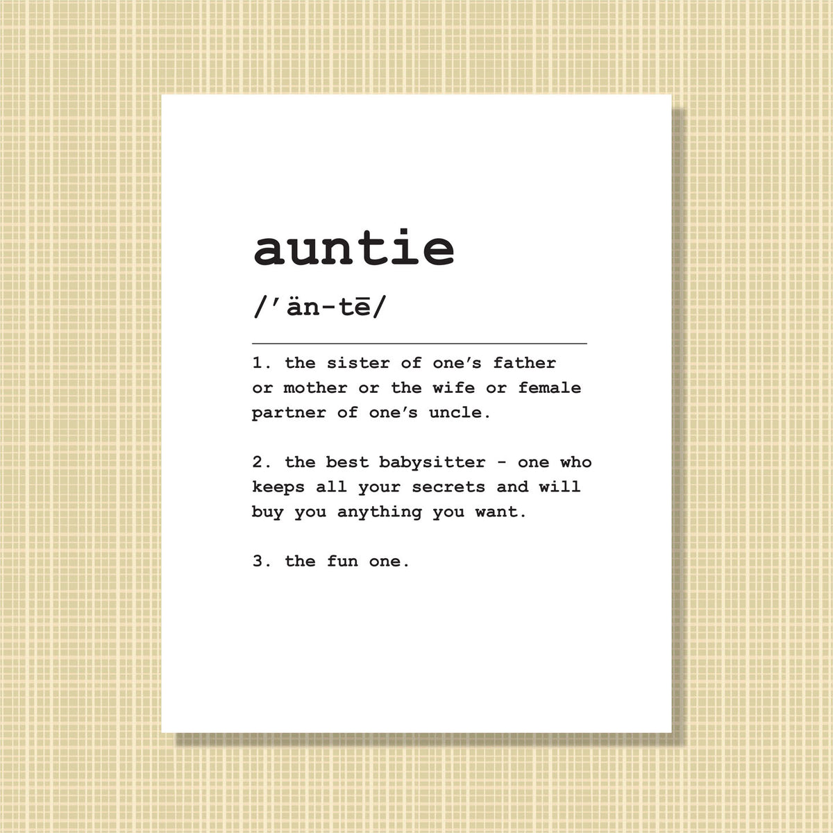 Auntie Definition Print – Greco Design Shop
