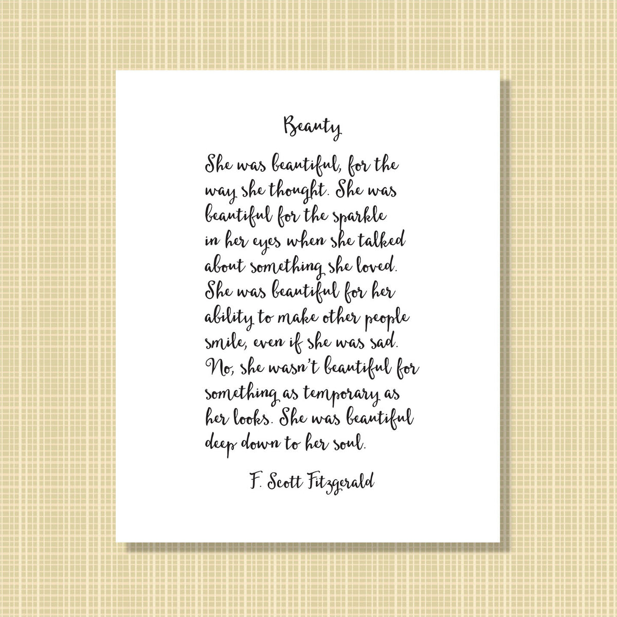 Beauty quote by F. Scott Fitzgerald – Greco Design Shop