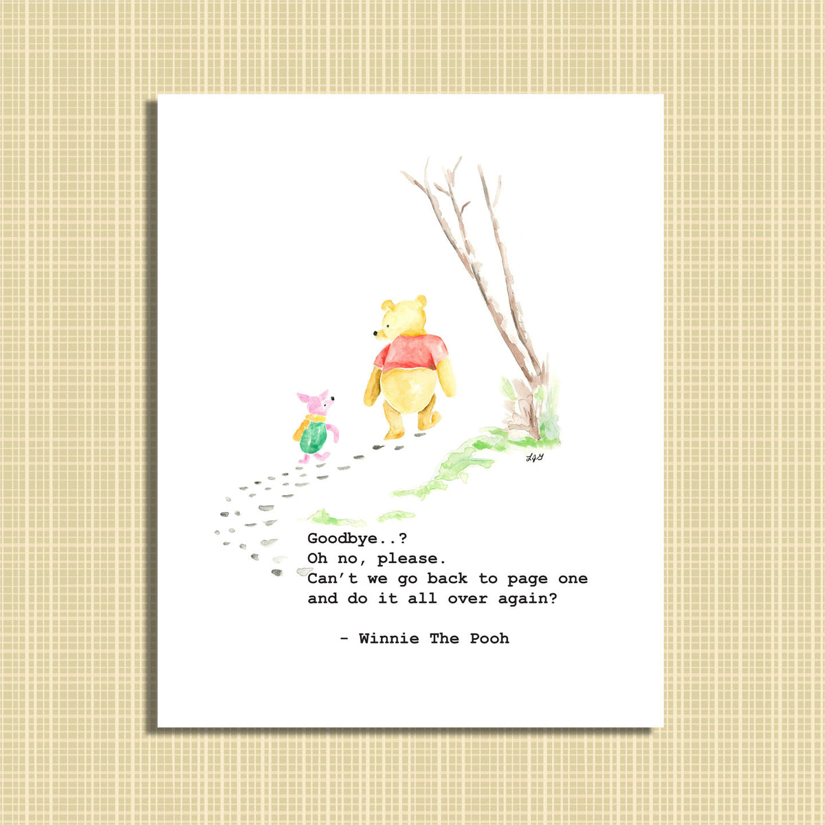 Pooh Goodbye Watercolor print – Greco Design Shop