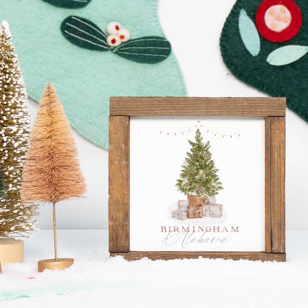 Franklin Christmas Tree Wood Sign 6x6 – Greco Design Shop